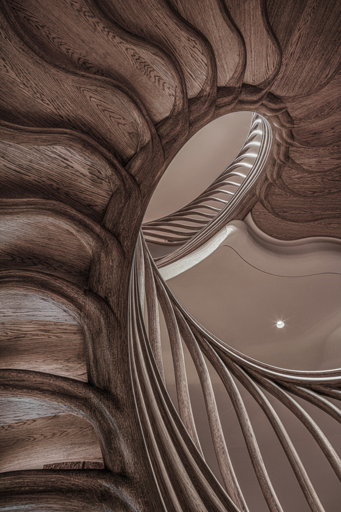 Wooden staircase, spiral staircase, organic staircase, hand-carved ...